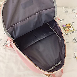 HeiBao Kawaii Backpack for Teen Girls Aesthetic Student Bookbags with Cute Accessories cow decoration nylon waterproof