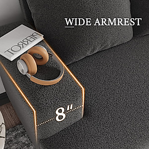 VanAcc Sofa, 3 Seater Comfy Couch Sofa- Extra Deep Seated Oversized Sofa, 97" Contemporary Couches for Living Room, Bedroom and Office (Grey,Bouclé)