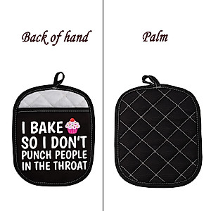 LEVLO Funny Baker Gifts I Bake So I Don't Punch People in The Throat Oven Mitt Cupcake School Graduation Gift (I Bake So I Don't Punch People in The Throat)