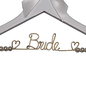 Vnque Wedding Dress Hanger Bride Hanger Wire Hanger Bridal Gift (White Gold Wire)