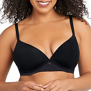 Maidenform Women's One Fab Fit Wireless Demi Bra with Convertible Straps and Lightly Lined Cups, Black, 32DD
