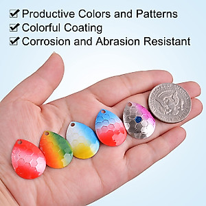 Fishing Spinner Blades Kit 50PCS Spinner Blades for Lure Making Inline Spinnerbait Making Kit Hammered Colorado Blades DIY Kit for Walleye Rig Salmon Trout Making Your Own Lures