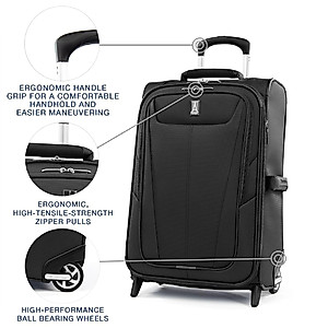 Travelpro Maxlite 5 Softside Expandable Upright 2 Wheel Luggage, Lightweight Suitcase, Men and Women, Black, Carry-On 22-Inch