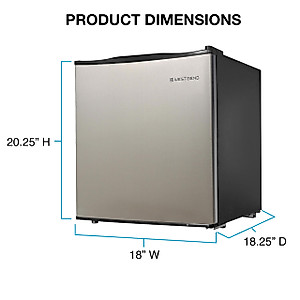 West Bend Mini Fridge Compact Refrigerator for Home Office or Dorm, Auto Defrost with Reversible Door, Energy Star Rated, 1.7-Cu.Ft., Metallic