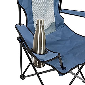 CAMP&GO Portable Folding Mesh Back Quad Camping Chair with Cup Holders and Carrying Bag, Steel