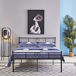 H.J WEDOO Full Bed Frame Metal Black with Headboard and Footboard Bed Frame No Box Spring Needed Platform Bed Frame Mattress Foundation for Adults Teens