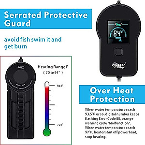 hygger Fast Heating Titanium Aquarium Heater with LED Digital Temp Controller 800W Submersible Fish Heater for 120-180 Gallon Freshwater Tank