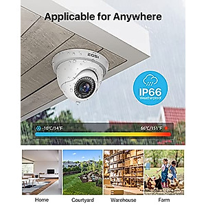 ZOSI 1080p Dome Security Cameras (Hybrid 4-in-1 HD-CVI/TVI/AHD/960H Analog CVBS),2MP Day Night Weatherproof Surveillance CCTV Camera Dome Outdoor/Indoor,Night Vision Up to 80FT