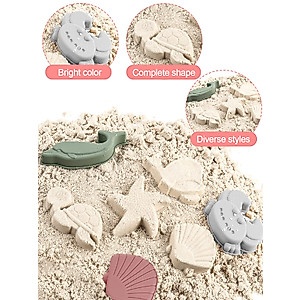 9Pcs Silicone Sand Toys for Baby with Portable Beach Bag - Kids Beach Set with Beach Toy Molds Shovel Bucket Set - Sand Toys Toddler Sandbox Toys for Kids Outdoor Summer Playset