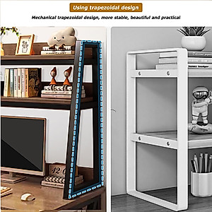 FPIGSHS Ladder Bookcase for Computer Desktop, 2-Tier Multipurpose Countertop Hutch Bookshelf, Multi-Function Storage Display Shelf Organizer Rack for Home Dorm Office Supplies (115CM)