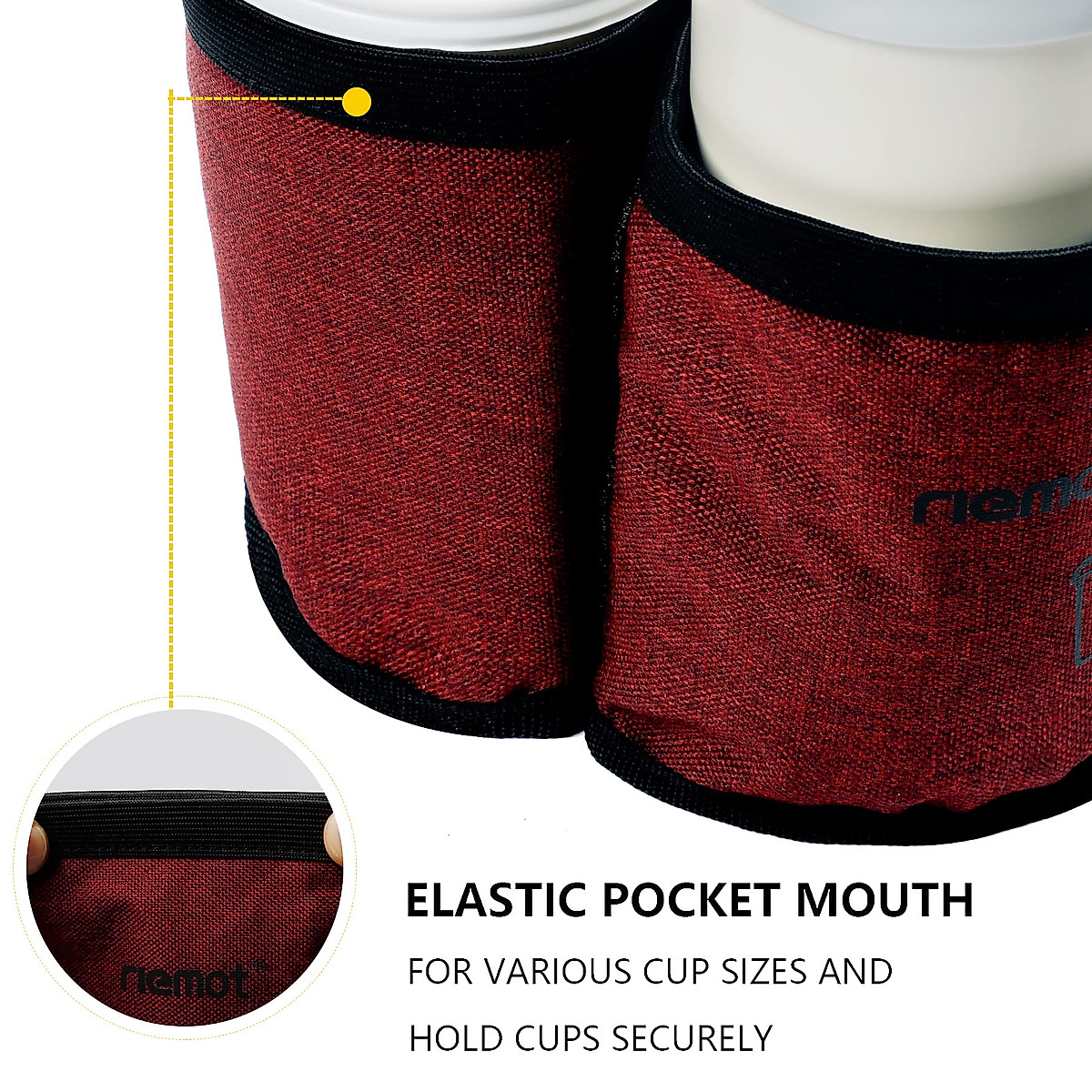 riemot Luggage Travel Cup Holder Free Hand Drink Carrier - Hold Two Coffee Mugs - Fits Roll on Suitcase Handles - Gifts for Flight Attendants Travelers Accessories Red