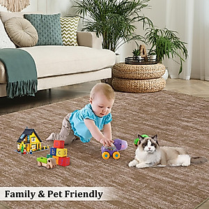 RUGSREAL Round Area Rug 3ft Solid Area Rug Washable Indoor Floor Carpet Contemporary Area Rug Modern Round Rug for Bedroom Living Room Kitchen Home Office, Taupe