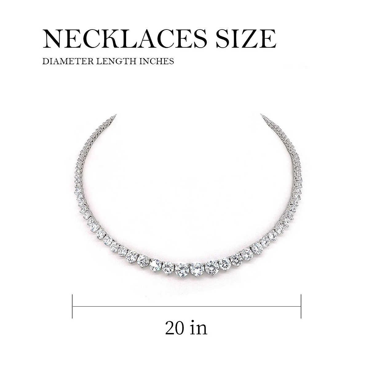 LAVINA Fancy Graduated CZ Tennis Necklace For Proms,Galas,Formal Affairs,Holiday,Birthday (20, Silver Tone)