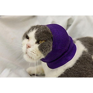 Cat No Flap Ear Wrap DDFS Wrap Snood Pet Noise Cancelling Headphones for Dogs Ear Wrap for Cats Small Purple S