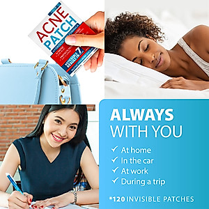 Acne Patches - Hydrocolloid Bandages with Salicylic & Hyaluronic Acids and Tea Tree Oil - Pimple Patches for Cystic Acne, Blemishes & Breakouts (120 Invisible Zit Stickers)