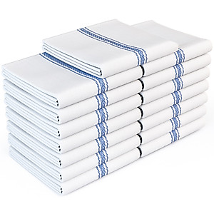 Royal 14 x 25-Inch Classic Kitchen Cotton Towels, White with Blue Stripe (15 Pack)