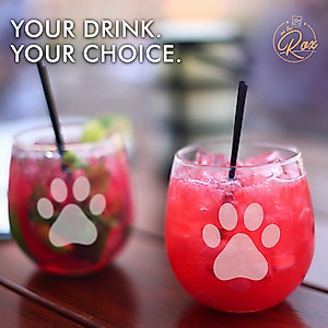 On The Rox Two Engraved Stemless Wine Glasses-16.75 Ounce Capacity-Paw Print Design- 2 Piece Set- Elegant Glass-Ideal Gift for any Dog Owner or Rescue-Birthday-Housewarming-Pet Owner-Made in USA