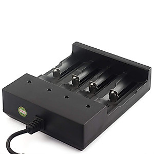 ZYAMY USB Smart Battery Charger 4-Slot 5V for Rechargeable Batteries 3.7V Li-ion 10440, 14500, 16340, 16650, 14650, 13350, 18500, 18650, 26650