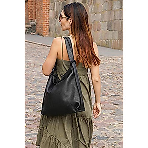 Women Leather Backpack Purse- Handmade Convertible Hobo Shoulder Bag from Genuine Leather