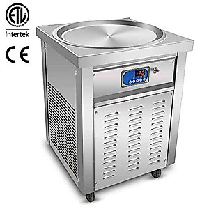 Kolice Commercial ETL UL NSF fry ice cream rolled machine, fried ice cream machine, roll ice cream machine, snack food equipment-22" single round pan, auto defrost, smart AI temperature controller