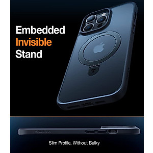 TORRAS Magnetic for iPhone 13 Pro Max Case [Compatible with Magsafe] with Stand, [Military Grade Drop Protection] Shockproof Translucent Back Slim Protective Phone Case (2021), Black