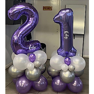 Number 10 Purple Balloons 40 Inch Giant Purple 10 Number Foil Helium Balloons for 10th Purple Birthday Party Supplies 10th Anniversary Events Decorations
