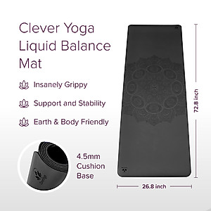 Premium Clever Yoga Mat - Extra Safe Non Slip Yoga Mat Suitable For All Yoga Types - Workout Mat For Home Or On The Go - Includes Our Perfect Fit Mat Bag - Gray