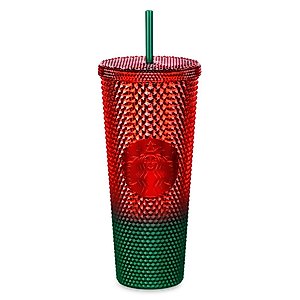 Starbucks Mickey WDW Christmas Tumbler with Straw Red Green SBUXXMAS