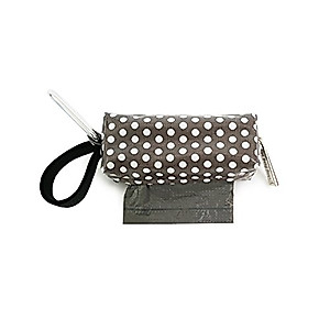 Oh Baby Bags Diaper Bag Clip-On Dispenser with Disposable Bags for Dirty Diapers - Bags Made of Recycled Plastic - Gray Dot Duffle Plus 96 Gray and Seafoam Bags