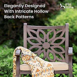 PHI VILLA Cast Aluminum Patio Dining Set for 6 Person, 7 Piece Outdoor Patio Set with 54" Dia Cast-Top Aluminum Table(2.1" Umbrella Hole) and 6 Swivel Rockers Dining Chairs with Seat Cushions