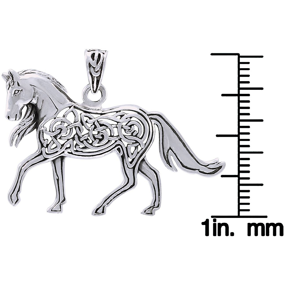 Jewelry Trends Large Celtic Knot Horse Equestrian Sterling Silver Pendant