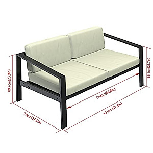 ANYHI Aluminum Outdoor Patio Loveseat, 2 Seats Patio Sofa Furniture with 4 inch Waterproof Cushion, Good for Garden,Porch,Courtyard,Black and Beige
