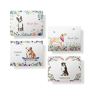 Twigs Paper Thank You Cards Dogs Design - 12 Assorted Dogs Thank You Cards with Envelopes - Made in USA Greeting Card - Eco Friendly Blank Cards and Envelopes - 5.5 x 4.25 Size Appreciation Cards