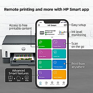 HP Smart -Tank 7001 Wireless All-in-One Cartridge-free Ink -Tank Printer, up to 2 years of ink included, mobile print, scan, copy (28B49A)