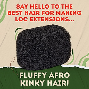 Locsanity Afro Kinky 100% Bulk Natural Human Hair - Braiding Hair for Dreadlocks, Loc Repair, Dreadlock Extensions, Twists, Braids - 8 Inches Long, 1 Oz - Natural Undyed