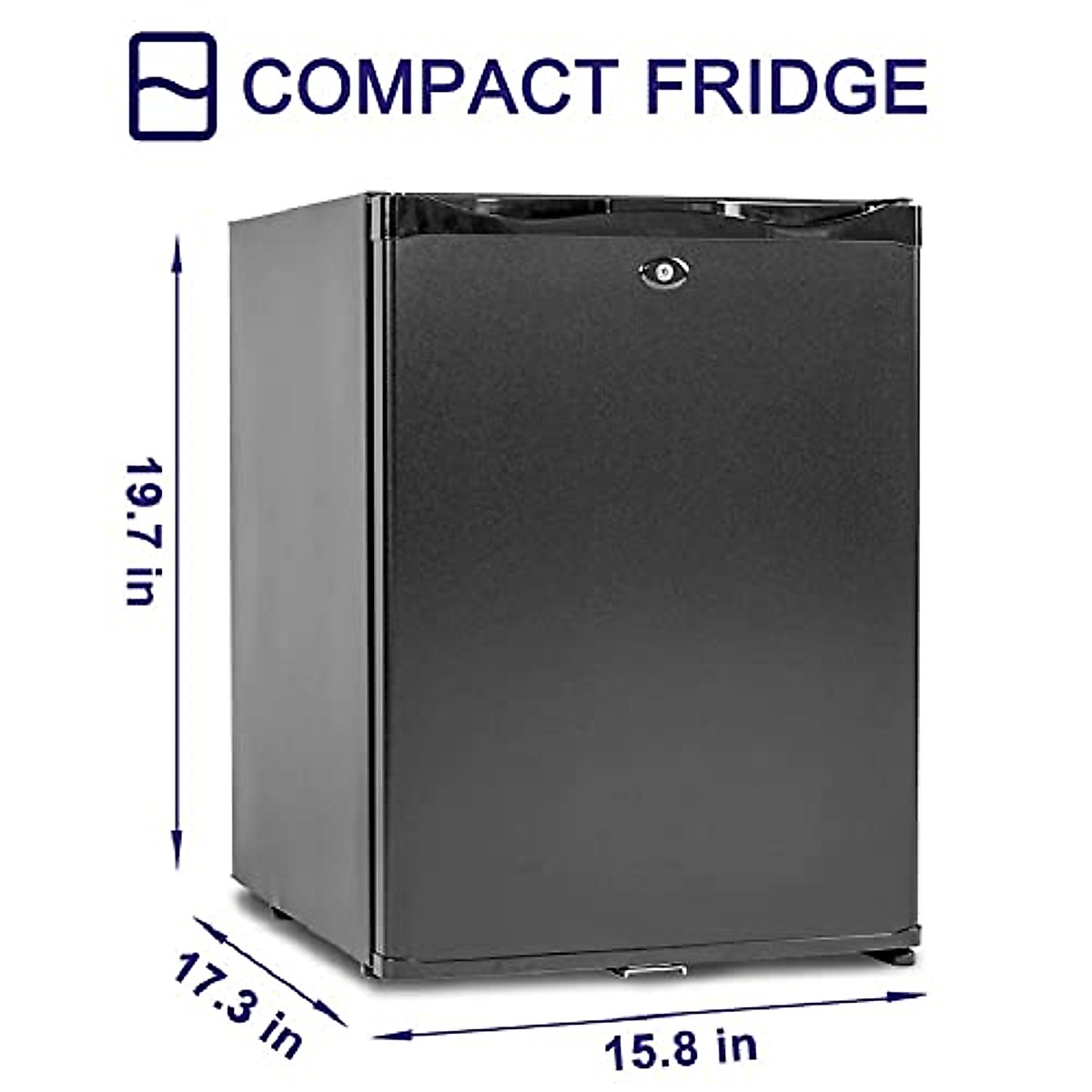 Techomey Compact Refrigerator 1.0 Cu.Ft, AC/DC Mini Fridge with Lock, Reversible Door, 12V Quiet Absorption Refrigerator for Semi Truck, RV, Camper, Caravan, Boat, Black