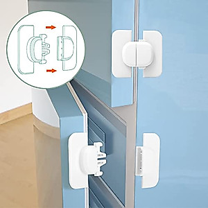 DANHAN 3 Pcs Baby Safety Fridge Lock, Refrigerator Fridge Freezer Door Lock for Kids,Child Proof Refrigerator Freezer Door Lock, No Tools Required and Easy Installation (White)
