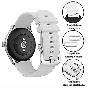 Anbeer Silicone Watch Band 20mm Quick Release Rubber Watch Straps for Men Women,White with Silver Stainless Steel Buckle
