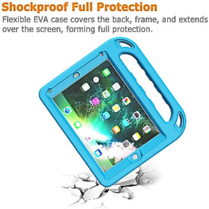 LEDNICEKER Kids Case for iPad 9.7 2018/2017 & iPad Air 2 - [Built-in Screen Protector][Light Weight Handle] Shockproof Stand Case for iPad 9.7 inch 2018(6th Generation) / 2017(5th Gen) - Blue