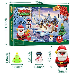 SURCVIO Christmas Advent Calendar 2023 with 4 Cute Jumbo and 20 Mochi Squishy Assorted Toys, 24 Days Countdown Calendar, Xmas Stocking Stuffers Gifts for Boys Girls Christmas Party Favor