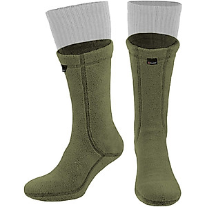 281Z Military Warm 8 inch Boot Liner Socks - Outdoor Tactical Hiking Sport - Polartec Fleece Winter Socks (Large, Olive Green)