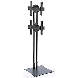 Displays2go DSTAND2BK Heavy Duty TV Stand for Dual HDTV Mounts, 32-70 Inch, Stationary