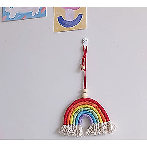 MacrameBay Handmade Macrame Rainbow Hanging Wall Art Decor Ornament, for Kids Baby Room, Nursery Shower Gift, Dorm, Living Room, Bohemian Boho- Small