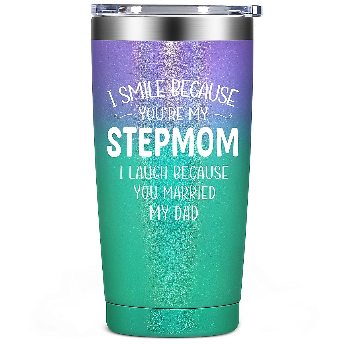 WOELIVE Stepmom Gifts - Best Stepmom Ever Stainless Steel Coffee Mug Tumbler with Lid - Birthday Gift for Bonus Mom, Christmas Gifts for Stepmom, 20oz Insulated Stepmom Tumbler