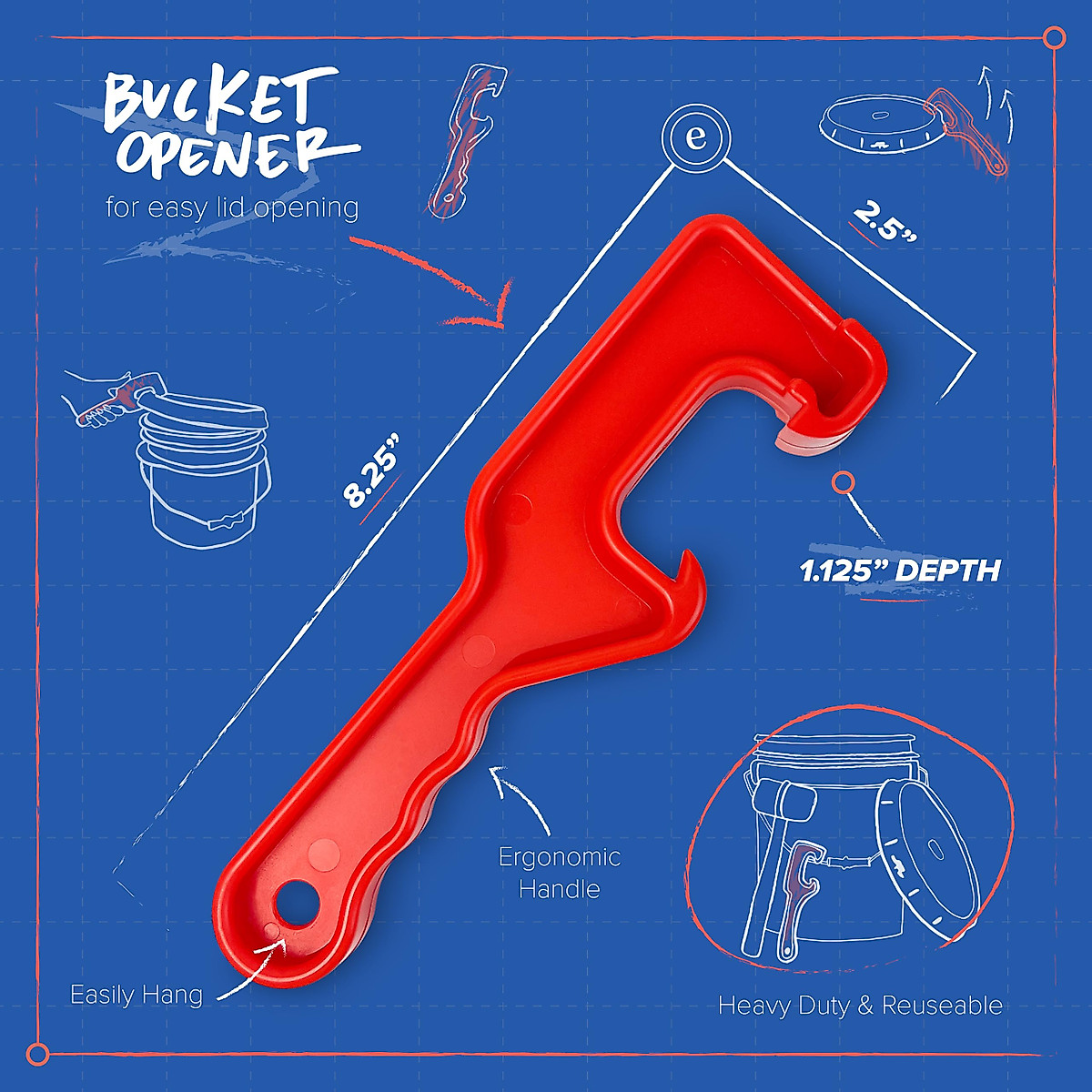 ePackagesupply Plastic Bucket Lid Opener for Paint Cans, 3.5 Gallon, 5 Gallon and 7 Gallon Buckets, Home and Industrial Use (1)