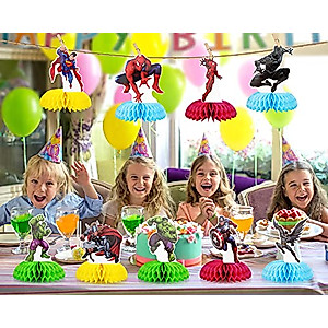 9Pcs Cartoon Honeycomb Centerpiece for Table Decorations Honeycomb Birthday Party Decorations Supplies Anime Birthday Party Supplies Kids Party Favors Honeycomb Table Decorations Topper for Kids