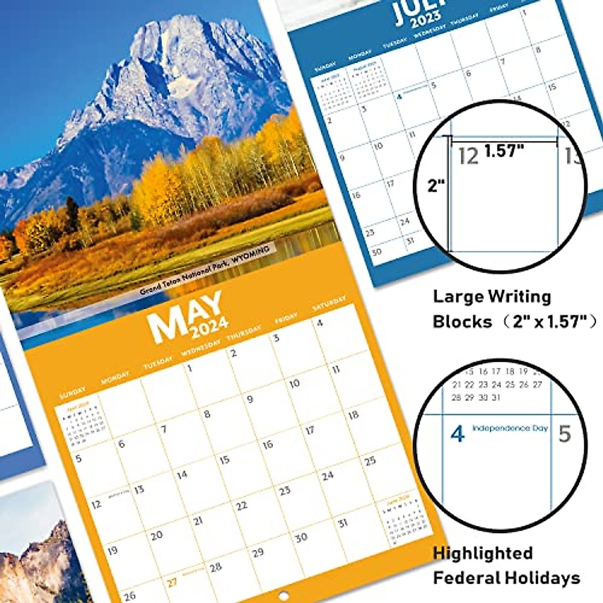 2023-2024 Wall Calendar - Wall Calendar 2023-2024 Monthly, Jul 2023 - Dec 2024, 12" x 24" (Open), Wall Calendar with Daily Blocks, Perfect Calendar for Organizing & Planning - National Parks