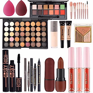 All in One Makeup Kit for Women Full Kit, Multipurpose Makeup Gift Set, Beginner-Friendly Cosmetic Set with Eyeshadow, Lipstick, Eyeliner, Mascara & Brushes – Travel-Friendly & Complete Makeup Set