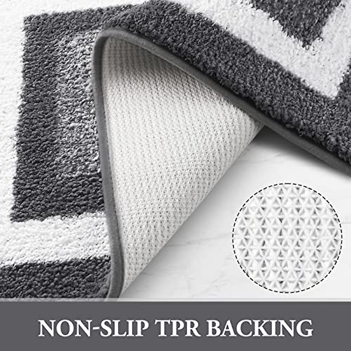 KMAT Bathroom Rugs and Mats Sets,2 PCS Ultra Soft Microfiber Non-Slip Bath mat,Machine Washable Shower Rugs Floor Carpet Mat for Bathroom,Tub and Shower (59"x20"+26"x18", Dark Grey)