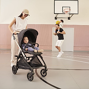 Inglesina Electa Stroller, Upper Black - Full-Size Stroller for Babies & Toddlers Up to 55 lbs - Compact Design - Car Seat & Bassinet Compatible - One-Handed Open & Close - BPA Free